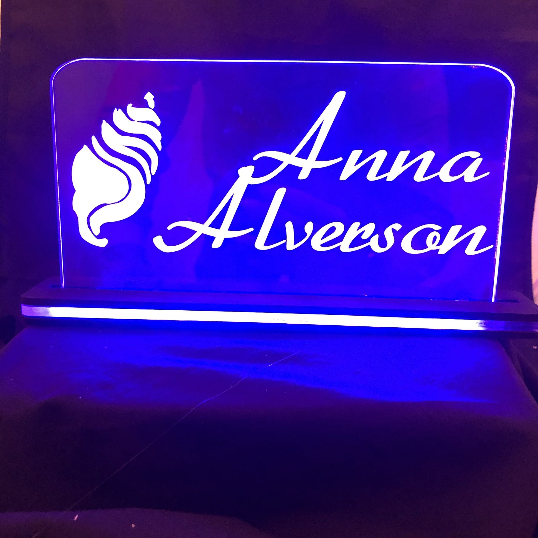 Custom LED Edge Lighted Acrylic Laser Engraved and Cut Sign 6"x6" or 8 ...
