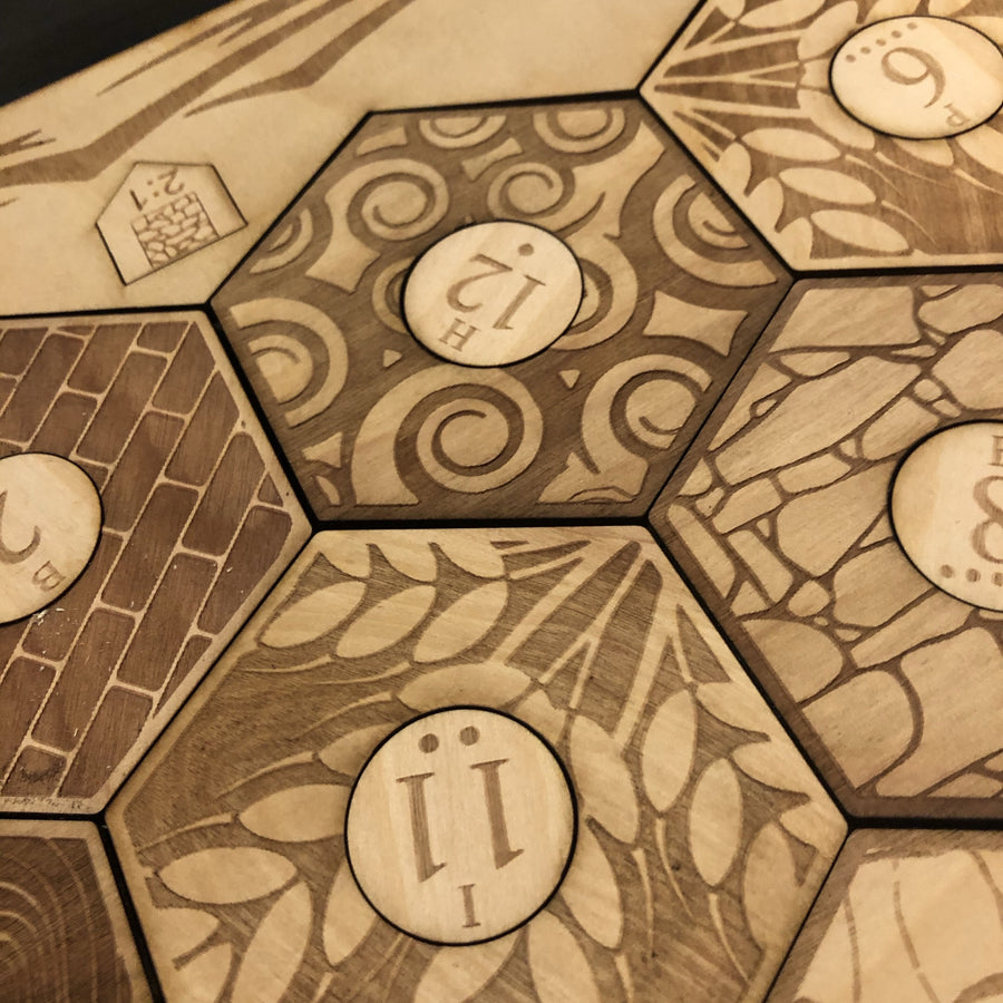 Catan Compatible Board Set with Laser Etched Terrain, Border and Numbe ...