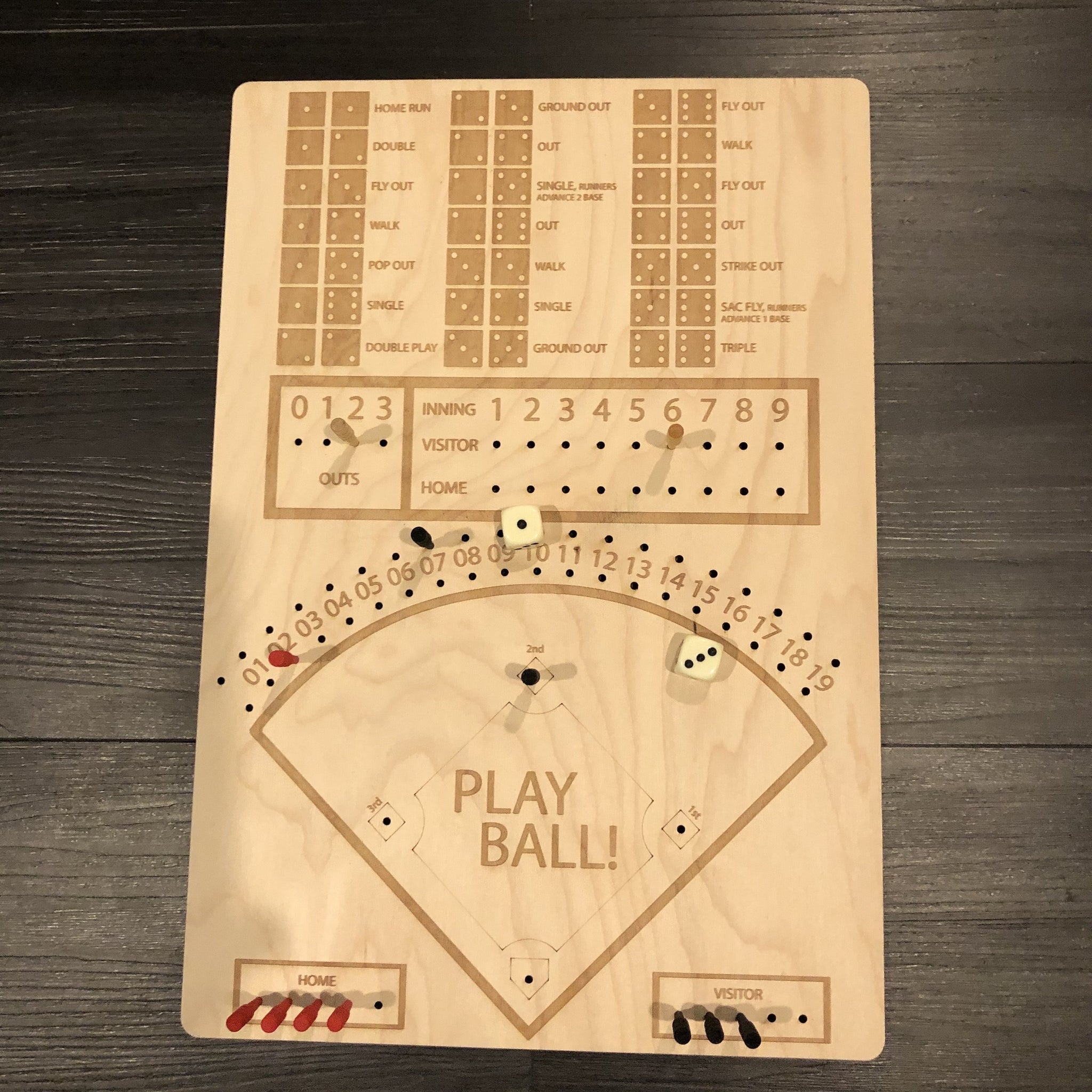 Wood Baseball Dice Game Customizable With YourTeam – CCHobbyFun
