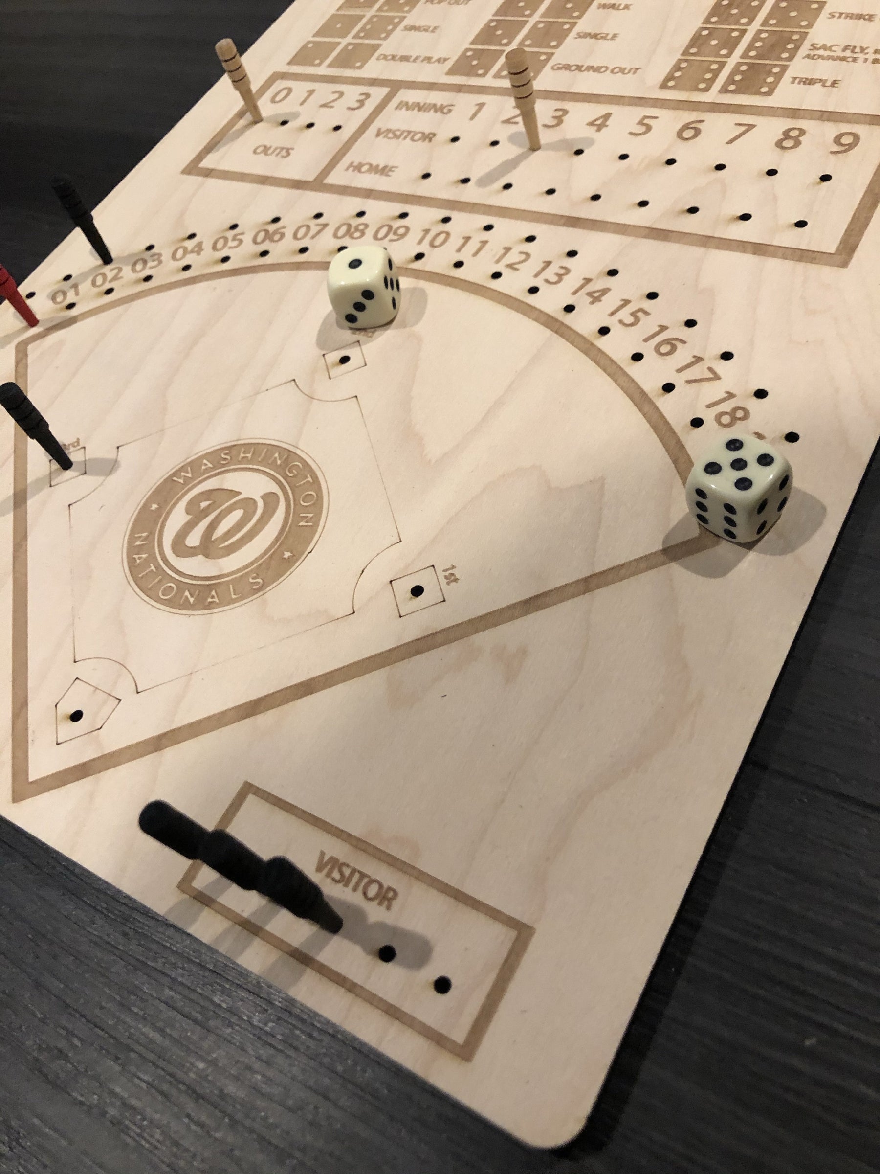 Wood Baseball Dice Game Customizable With YourTeam – CCHobbyFun