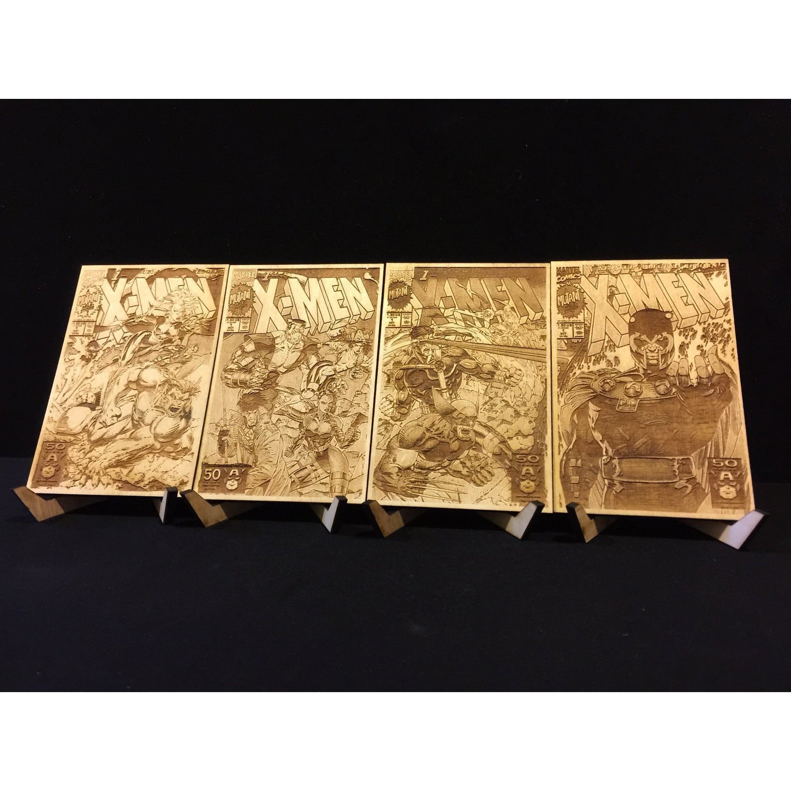 X-Men #1 All Four Jim Lee Covers Laser Etched Wood Covers on Baltic Bi ...
